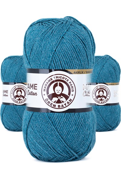 BYR 3 Adet Madame Cotton El Örgü Ipi Yünü 100 gr 050 Petrol Mavi BYR 3 Adet Madame Cotton El Örgü Ipi Yünü 100 gr 050 Petrol Mavi