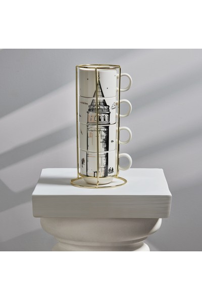 Karaca X İst Collection Galata 4 Parça Standlı Mug Kupa Karaca X İst Collection Galata 4 Parça Standlı Mug Kupa