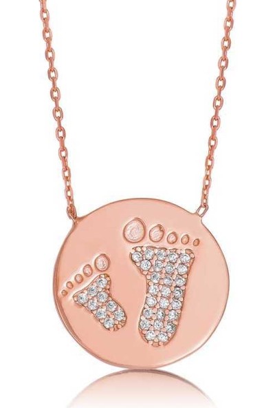 Gümüş Anne Bebek Ayak Izi Plaka Kolye Gümüş Anne Bebek Ayak Izi Plaka Kolye