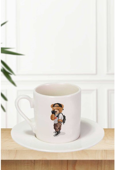 Gizeo Concept Selfie Çekilen Teddy Desenli Türk Kahvesi Fincanı