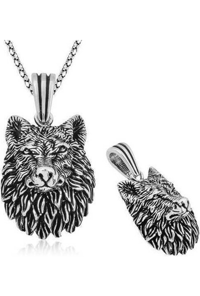 Gumush ​gümüş Kurt Kafası Kolye