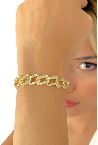 MaGümüş 925 Gümüş Üst Kalite Panzer Gurmet Zirkon Full Taş Bileklik