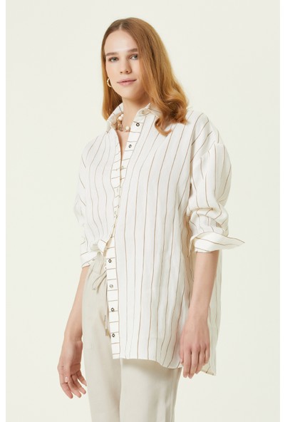 Network Regular Fit Ekru Keten Gömlek