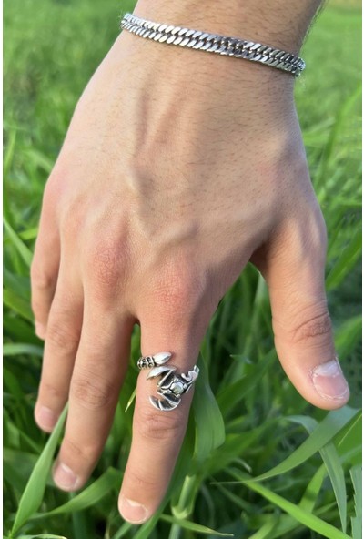 The Collection Unisex Akrep Figür Ayarlanabilir Eskitme Gümüş Kaplama Yüzük