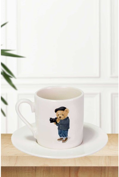 Gizeo Concept Fotoğrafçı Teddy Desenli Türk Kahvesi Fincanı