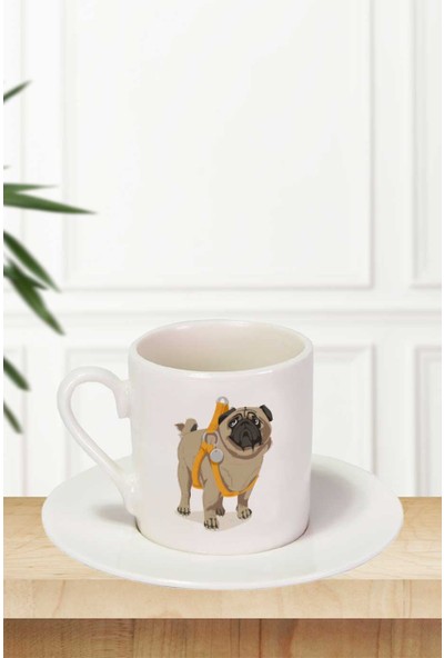 Gizeo Concept Pug Desenli 6 Türk Kahvesi Fincanı
