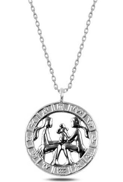 Gumush ​​gümüş Ikizler Burcu Kolye