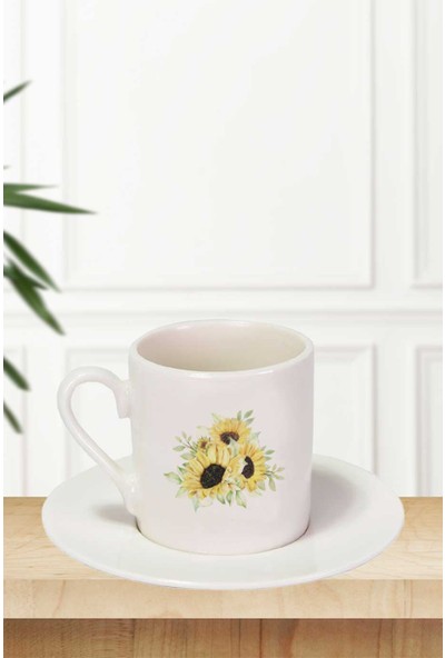 Gizeo Concept Ayçiçeği Desenli Türk Kahvesi Fincanı