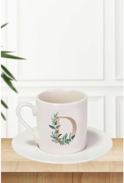 Gizeo Concept Altın Sarı D Harfli Desenli Türk Kahvesi Fincanı