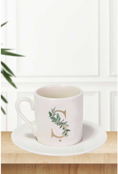 Gizeo Concept Altın Sarı Ş Harfli Desenli Türk Kahvesi Fincanı