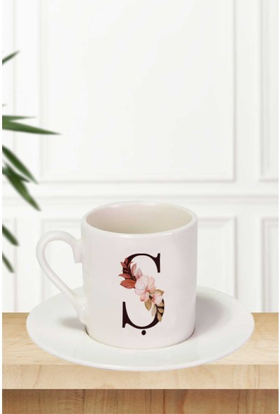 Gizeo Concept Çiçekli Ş Harfli Desenli Türk Kahvesi Fincanı Gizeo Concept Çiçekli Ş Harfli Desenli Türk Kahvesi Fincanı