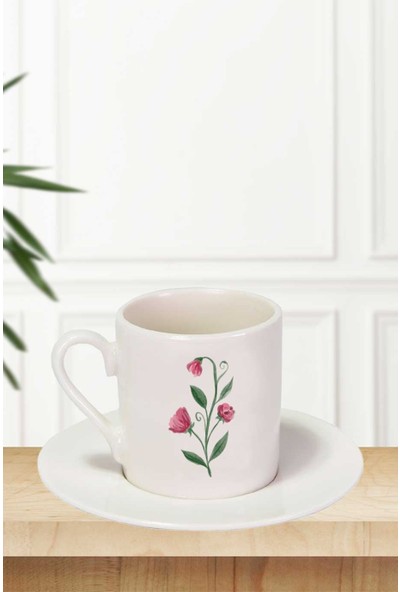 Gizeo Concept Çiçek Desenli 15 Türk Kahvesi Fincanı