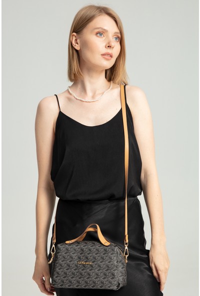 Elatae Ccs London Kadın Omuz Askılı Çapraz Baget Çanta Siyah-Taba 10074 Elatae Ccs London Kadın Omuz Askılı Çapraz Baget Çanta Siyah-Taba 10074