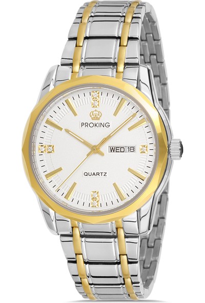 Proking Günlü Takvimli Çelik Kasa Kordonlu Erkek Kol Saati