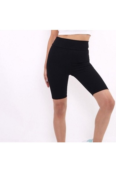 By Yeşim Özçelik Siyah Yüksek Bel Fitilli Biker Tayt By Yeşim Özçelik Siyah Yüksek Bel Fitilli Biker Tayt