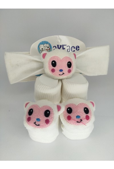 Akface Oyuncaklı Çorap Bandanatakım Kız Yeni Doğan0-6 Ay