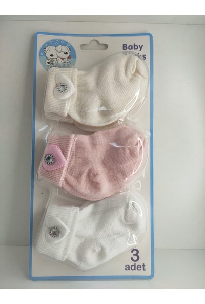 Akface Kalpli Boncuklu 3'lü Kıvrık Kız Bebek Çorabı