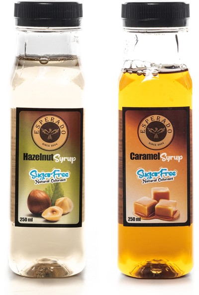 Esperado - Kahve Şurup Seti-Fındık*karamel -ŞEKERSİZ-ZERO-250 ml x 2