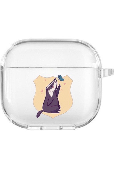Airpods 3. Nesil Uyumlu Hufflepuff Desenli Premium Silikonlu Şeffaf Airpods Kılıfı