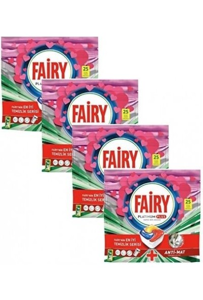 Fairy Platinum Plus 25'li Bulaşık Makinası Deterjanı Tableti x 4 Adet Fairy Platinum Plus 25'li Bulaşık Makinası Deterjanı Tableti x 4 Adet