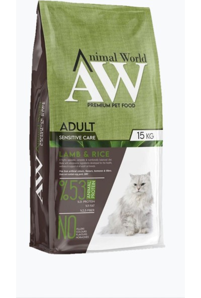 Animal World Kuzu Etli Pirinçli Yetişkin Kedi Maması 15 kg Animal World Kuzu Etli Pirinçli Yetişkin Kedi Maması 15 kg
