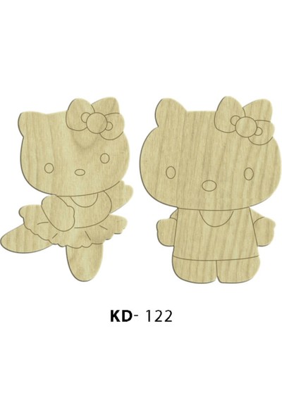 Alife KD122 Çizgi Film Karakter 2li Set Ahşap Paket Süsü, Hobi Ahşap Süs