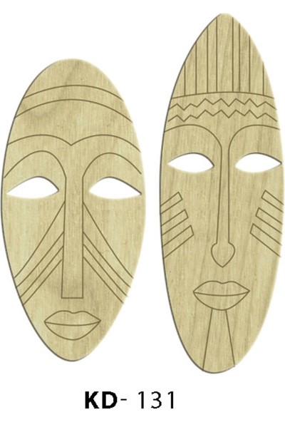 Alife KD131 Maske 2li Set Ahşap Paket Süsü, Hobi Ahşap Boyama Süs