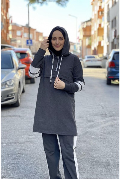 Sinelay Moda Çizgi Fermuar Detaylı Takım Antrasit Sinelay Moda Çizgi Fermuar Detaylı Takım Antrasit