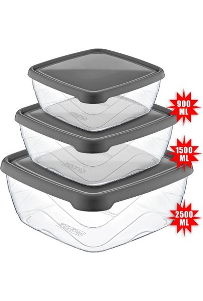 Ern Toptan Kare Saklama Kabı 3 Adet Ern Toptan Kare Saklama Kabı 3 Adet