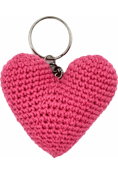 Amigurumi Pembe Kalp Anahtarlık