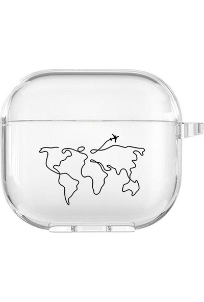 Mupity Apple AirPods 3. Nesil Uyumlu Minimal Harita Desenli Premium Silikonlu Şeffaf Apple AirPods Kılıfı Mupity Apple AirPods 3. Nesil Uyumlu Minimal Harita Desenli Premium Silikonlu Şeffaf Apple AirPods Kılıfı
