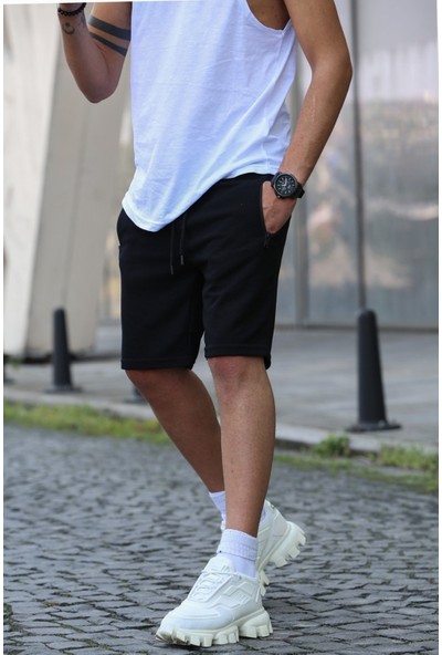 Madmext Siyah Regular Fit Basic Erkek Şort 5464
