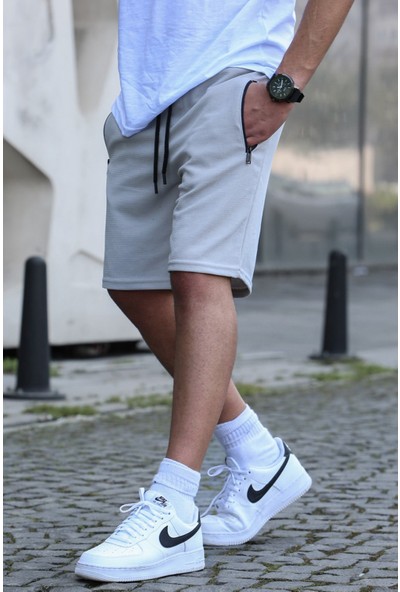 Madmext Boyalı Gri Regular Fit Basic Erkek Şort 5464