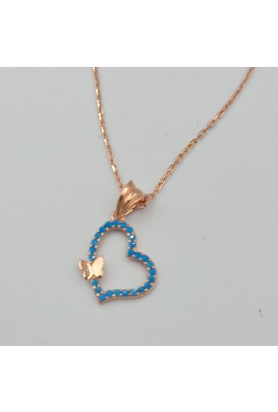SE Jewellery Kelebekli Kalp Kolye Birinci Kalite 925 Ayar Altın Kaplama Rose Kadın Kolyesi SE Jewellery Kelebekli Kalp Kolye Birinci Kalite 925 Ayar Altın Kaplama Rose Kadın Kolyesi