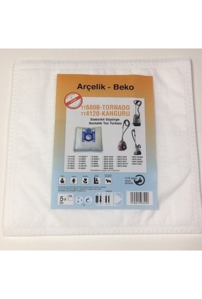 Meysan Menteşe Arçelik-Beko TT680B 5'li Süpürge Toz Torbası Meysan Menteşe Arçelik-Beko TT680B 5'li Süpürge Toz Torbası