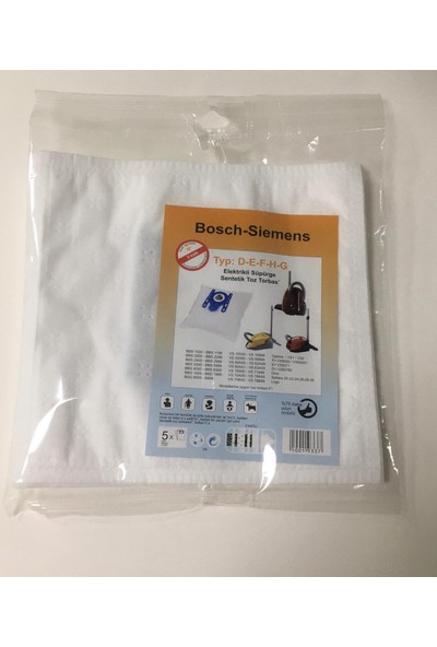 Meysan Menteşe Bosch-Siemens D-E-F-H-G 5'li Süpürge Toz Torbası Meysan Menteşe Bosch-Siemens D-E-F-H-G 5'li Süpürge Toz Torbası