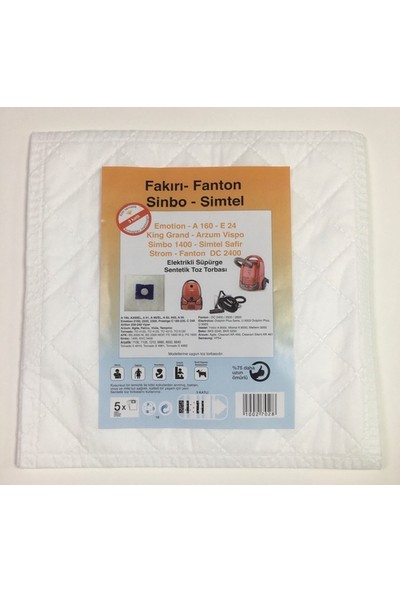 Meysan Menteşe Fakır-Fanton Sinbo-Simtel 5'li Süpürge Toz Torbası Meysan Menteşe Fakır-Fanton Sinbo-Simtel 5'li Süpürge Toz Torbası