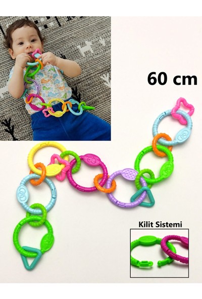 Schmülzer Zincir Dişlik - 17 Parça Kilitli Diş Kaşıyıcı Çıngırak 60 cm