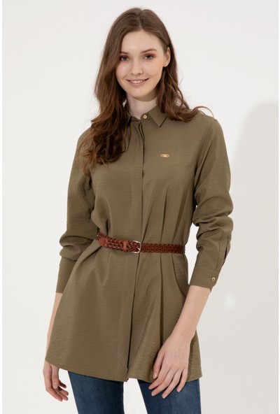 U.S. Polo Assn. Bayan Koyu Haki Gömlek Uzunkol 50250532-VR111
