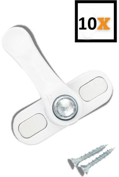 Giyincel 10 Adet Metal Düğmeli Pencere Çocuk Bebek Kilidi Kapı Pimapen Pvc Kilidi