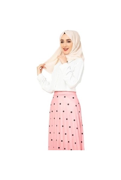 Sinelay Moda Çizgi Puantiyeli Piliseli Etek Pembe Sinelay Moda Çizgi Puantiyeli Piliseli Etek Pembe