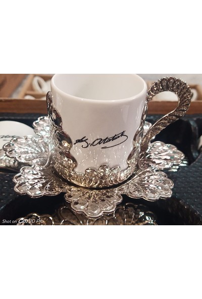 Sefa Atatürk'lü Imza 6'lı Kahve Fincan Tk Gümüş Döküm