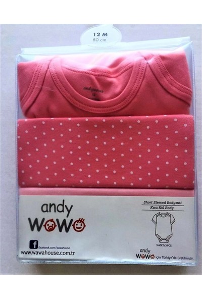 3 Lü Kısa Kollu Bady - Andywawa - Somon - 9-Ay - 1025--21551