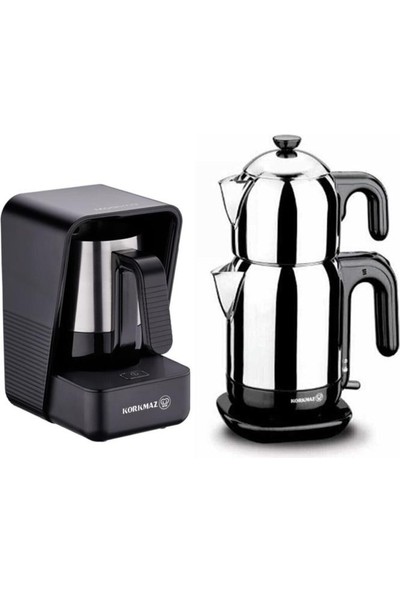 Korkmaz A369 Demtez Çay Makinesi Inox ve Moderna Türk Kahve Makinesi Siyah Korkmaz A369 Demtez Çay Makinesi Inox ve Moderna Türk Kahve Makinesi Siyah