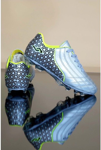 Jump Kidessa 1213-27631 Bağcıklı Çocuk Çim Saha Futbol Ayakkabısı - NKT01213-GÜMÜŞ-33