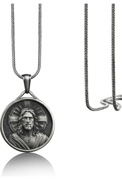 Bysilverstone Isa Mesih Madalyon Gümüş Kolye