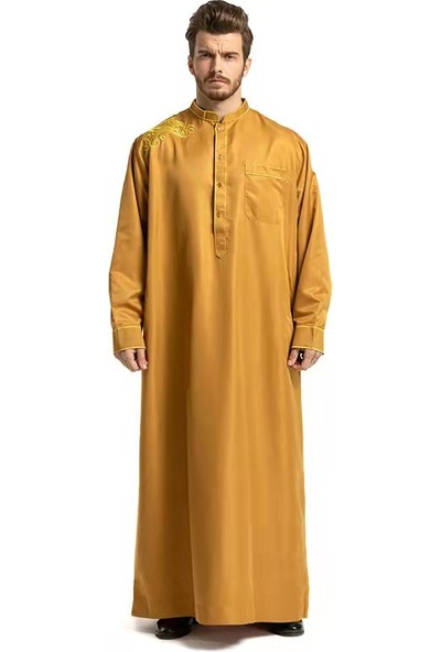 Janae Düz Renk Uzun Erkek Hac Kıyafeti - Sarı (Yurt Dışından) Janae Düz Renk Uzun Erkek Hac Kıyafeti - Sarı (Yurt Dışından)
