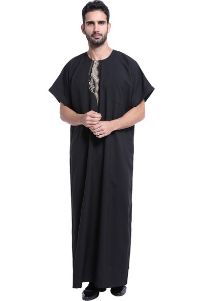 Janae Düz Renk Uzun Erkek Hac Kıyafeti - Siyah (Yurt Dışından) Janae Düz Renk Uzun Erkek Hac Kıyafeti - Siyah (Yurt Dışından)