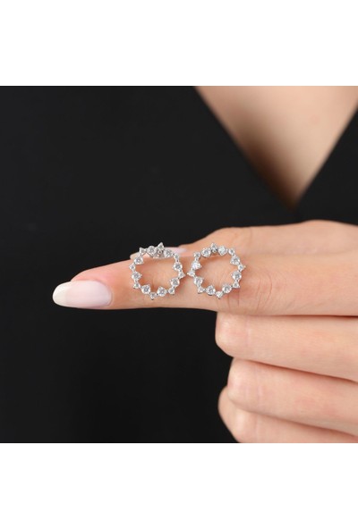 Toybustog Pırlanta Montür Işıltı Büyüsü Gümüş Küpe