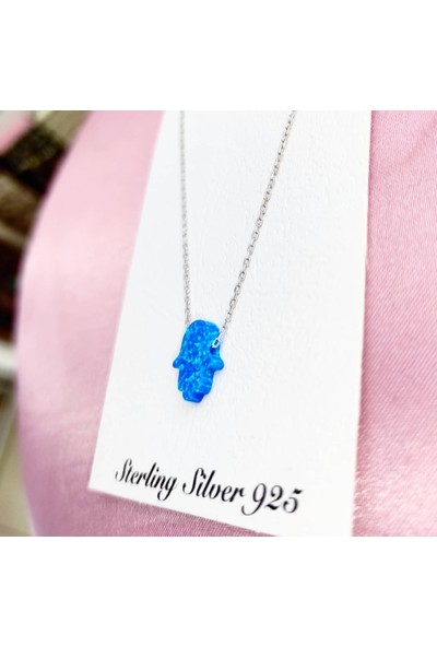 Oriental Gümüş Opal Taşlı Fatma'nın Eli Kolye